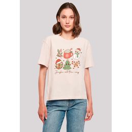 T-Shirt F4NT4STIC "Jingle All The Way Weihnachten Groove", Damen, Gr. L, pink, Obermaterial: 100% Baumwolle, oversize, Rundhals, ohne Bündchen, Shirts, Premium Qualität, Weihnachts-Kollection