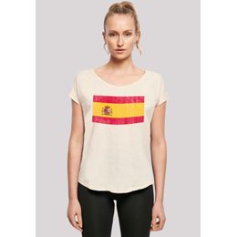 T-Shirt F4NT4STIC "Spain Spanien Flagge distressed", Damen, Gr. L, beige (sandwei&szlig;), Obermaterial: 100% Baumwolle, regular fit, Rundhals, ohne B&uuml;ndchen, Shirts T-Shirt, Print