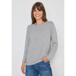 Strickpullover Cecil, Damen, Gr. XL (44), heather silber chalk melange, Web, 60% Baumwolle, 40% Polyester, unifarben, comfort fit normal, Rundhals, normaler Saum, Pullover, mit Rundhalsausschnitt