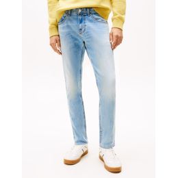Slim-fit-Jeans Tommy Jeans "Austin Slim Tapered", Herren, Gr. 33, L&auml;nge 32, blau (denim light), Denim/Jeans, Obermaterial: 95% Baumwolle, 4% Elastomultiester, 1% Elasthan, regular fit lang, Jeans Slim-fit-Jeans, zum Kn&ouml;chel hin schmaler werdende Jeans mit mittlerer Leibh&ouml;he