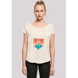 T-Shirt F4NT4STIC "Berg Sonnenuntergang Geometrisch", Damen, Gr. L, wei&szlig; (sandwei&szlig;), Obermaterial: 100% Baumwolle, regular fit, Rundhals, ohne B&uuml;ndchen, Shirts T-Shirt, Premium Qualit&auml;t