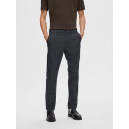 Chinohose Selected Homme "SLH175-SLIM MILES BRUSHED PANTS W NOOS", Herren, Gr. 31, Länge 34, grau (dunkelgrau), Web, Obermaterial: 69% Baumwolle, 30% Polyester, 1% Elasthan, unifarben, slim fit normal, Hosen