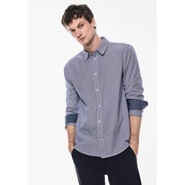 Langarmhemd Street One MEN, Herren, Gr. XXL46, US-Gr&ouml;&szlig;en, blau (schwarz maritime blau), Web, 100% Baumwolle, gestreift, gerade h&uuml;ftlang, V-Ausschnitt, B&uuml;ndchen, Hemden, aus reiner Baumwolle