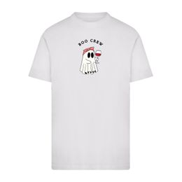 T-Shirt F4NT4STIC "Boo Crew Drinking Geist Halloween", Herren, Gr. L, weiß, Obermaterial: 100% Baumwolle, regular fit, Rundhals, ohne Bündchen, Shirts, Premium Qualität