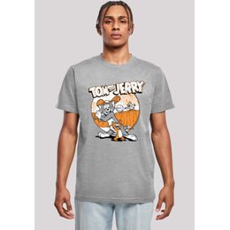 T-Shirt F4NT4STIC "Tom and Jerry TV Serie Play Baseball", Herren, Gr. S, grau (erdgrau), Obermaterial: 100% Baumwolle, regular fit, Rundhals, ohne B&uuml;ndchen, Shirts T-Shirt, Print
