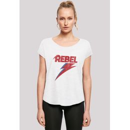 T-Shirt F4NT4STIC "David Bowie Distressed Rebel", Damen, Gr. S, weiß, Obermaterial: 100% Baumwolle, regular fit, Rundhals, ohne Bündchen, Shirts, Print