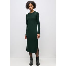 Midikleid Street One, Damen, Gr. 44, EURO-Gr&ouml;&szlig;en, evernight gr&uuml;n, Stoff, 63% Polyester, 34% Viskose, 3% Elasthan, unifarben, normal wadenlang, Rundhals, abgesteppt, Kleider Midikleid, in Unifarbe