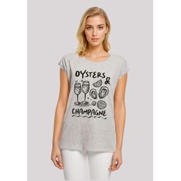 T-Shirt F4NT4STIC "Oysters And Champagne Summer", Damen, Gr. 4XL, grau (erdgrau), Obermaterial: 100% Baumwolle, regular fit, Rundhals, ohne B&uuml;ndchen, Shirts T-Shirt, Premium Qualit&auml;t