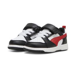 Sneaker Puma "Rebound V6 Low Sneakers Kinder", Kinder, Gr. 21, rot (wei&szlig; for all time rot schwarz), Obermaterial: Synthetik, Textil; Futter: Textil; Innensohle: Textil, Keine Angabe; Laufsohle: Gummi, Schuhe Sneaker