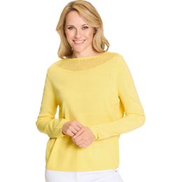 Damen Langarm-Pullover mit gerippten Abschl&uuml;ssen zitrone, Gr&ouml;&szlig;e 38