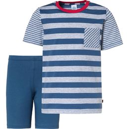 Sanetta Pyjama Jungen Gr&ouml;&szlig;e 140 saphir / graumeliert / rot