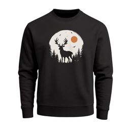 Neverless Sweatshirt 'Wald Hirsch' male Black size 3 XL
