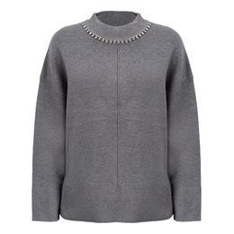 Influencer Pullover Damen Größe L grau