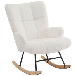 P & B Schaukelstuhl, Beige, Holz, Metall, Textil, Kautschukholz, massiv, Sperrholz, 85x67 cm, Wohnzimmer, Sessel, Schaukelst&uuml;hle
