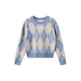 MANGO TEEN Pullover Damen Größe S beigemeliert / taubenblau / weiß