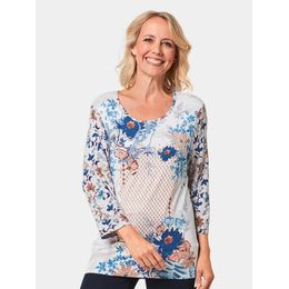 GOLDNER Bluse Damen Gr&ouml;&szlig;e L beige / blau / braun / wei&szlig;
