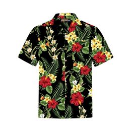 Hawaiihemdshop.de Hemd 'Colourful Flowers' Herren Gr&ouml;&szlig;e S schwarz