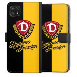 DeinDesign Galaxy A22 5G Handy Klapph&uuml;lle Handyh&uuml;lle aus Kunst Leder schwarz Flip Case Sg Dynamo Dresden Sgd Official Licensed Product Sideflip mit langer Lasche