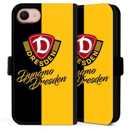 DeinDesign iPhone 16e Handy Klapph&uuml;lle Handyh&uuml;lle aus Kunst Leder schwarz Flip Case Sg Dynamo Dresden Official Licensed Product Sgd Sideflip mit Lasche