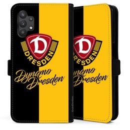 DeinDesign Galaxy A32 5G Handy Klapph&uuml;lle Handyh&uuml;lle aus Kunst Leder schwarz Flip Case Sg Dynamo Dresden Official Licensed Product Sgd Sideflip mit langer Lasche