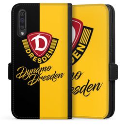 DeinDesign Galaxy A50 Handy Klapph&uuml;lle Handyh&uuml;lle aus Kunst Leder schwarz Flip Case Sg Dynamo Dresden Official Licensed Product Sgd Sideflip mit Lasche