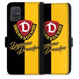 DeinDesign Galaxy A51 Handy Klapph&uuml;lle Handyh&uuml;lle aus Kunst Leder schwarz Flip Case Sg Dynamo Dresden Official Licensed Product Sgd Sideflip mit Lasche