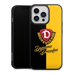 DeinDesign iPhone 13 Pro Handy Premium Silikon H&uuml;lle Handyh&uuml;lle schwarz Case Sg Dynamo Dresden Official Licensed Product Sgd Silikon Premium Case