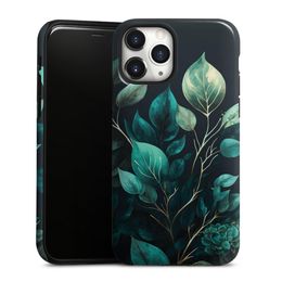 DeinDesign iPhone 11 Pro Handy Panzer Handyh&uuml;lle robuste Outdoor H&uuml;lle Schutzh&uuml;lle gl&auml;nzend Leaves Eukalyptus Black Tough Case