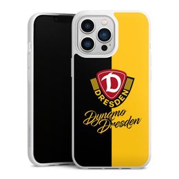 DeinDesign iPhone 13 Pro Handy Silikon H&uuml;lle Case wei&szlig; Handyh&uuml;lle Sg Dynamo Dresden Official Licensed Product Sgd Silikon Case