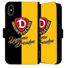 DeinDesign iPhone X Handy Klapph&uuml;lle Handyh&uuml;lle aus Kunst Leder schwarz Flip Case Sg Dynamo Dresden Official Licensed Product Sgd Sideflip mit langer Lasche