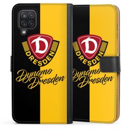 DeinDesign Galaxy A12 Handy Klapph&uuml;lle Handyh&uuml;lle aus Kunst Leder schwarz Flip Case Sg Dynamo Dresden Sgd Official Licensed Product Sideflip mit langer Lasche