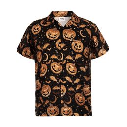 King Kameha Shirt 'Helloween Pumpkin Bat' male Brown size 5XL