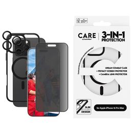 CARE BY PANZERGLASS Displayschutzglas "3-in-1 Protection, Privacy Glass, Case, Lens Cover", schwarz (transparent, schwarz), B:11cm H:2,5cm T:19,5mm, Displayfolien, Displayschutzfolie, Schutzfolie, Bildschirmschutz, kratz- & stoßfest
