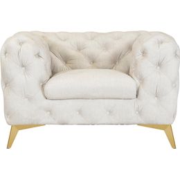 Chesterfield-Sessel Home Affaire "Glynis Sessel", beige, B:125cm H:75cm T:97cm, Struktur (100% Polyester);Samtoptik (100% Polyester), Sessel, aufw&auml;ndige Knopfheftung, moderne Chesterfield Optik, Fu&szlig;farbe w&auml;hlbar