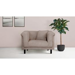 Sessel Home Affaire "AGNIA B/T/H: 100/85/71 cm", grau (taupe), B:100cm H:71,5cm T:85cm, 100% Polyester, Sessel, incl. Zierkissen, auch in Cord und Bouclé