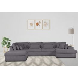 Wohnlandschaft OTTO HOME "Florid U-Form", grau, B:360cm H:75cm T:260cm, Baumwollmix (60% Baumwolle/40% Leinen);Struktur fein (100% Polyester);Samtoptik (100% Polyester), Sofas, Wohnlandschaft, 6 Teile, bestehend aus Modulen, viele Bezugsqualit&auml;ten, auch in Cord