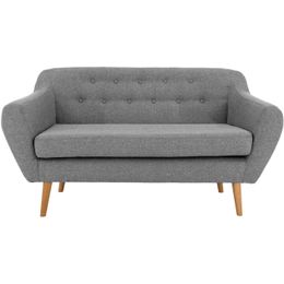 2-Sitzer Home Affaire "Renne", grau, B:128cm H:78cm T:73cm, Leder Belfast (echtes Rindsleder), Sofas, mit Heftung im R&uuml;cken im skandinavischem Stil