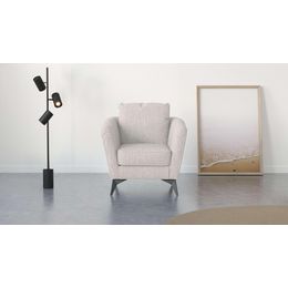 Cocktailsessel Home Affaire "MATTHEW Sessel, Maße B/T/H: 83/85/88 cm", beige (hellbeige), B:83cm H:88cm T:85cm, 100% Polyester, Sessel, modern, mit Rückenkissen