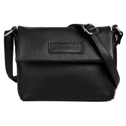 Umhängetasche Bruno Banani, Damen, Gr. B/H/T: 19cm x 15cm x 5cm onesize, schwarz, Leder, leicht glänzend, unifarben, Taschen, echt Leder
