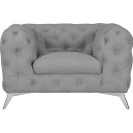 Chesterfield-Sessel Home Affaire "Glynis Sessel", grau, B:125cm H:75cm T:97cm, Struktur (100% Polyester);Samtoptik (100% Polyester), Sessel, aufw&auml;ndige Knopfheftung, moderne Chesterfield Optik, Fu&szlig;farbe w&auml;hlbar