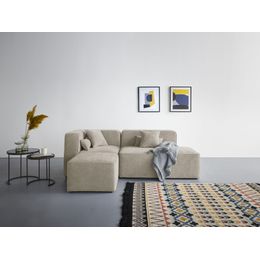 Ecksofa Home Affaire "Sundstrup L-Form", grau (taupe), B:233cm H:76,5cm T:93cm, 100% Polyester, Sofas, Ecksofa, Modulserie, individuelle Zusammenstellung