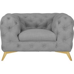 Chesterfield-Sessel Home Affaire "Glynis Sessel", grau, B:125cm H:75cm T:97cm, Struktur (100% Polyester);Samtoptik (100% Polyester), Sessel, aufw&auml;ndige Knopfheftung, moderne Chesterfield Optik, Fu&szlig;farbe w&auml;hlbar