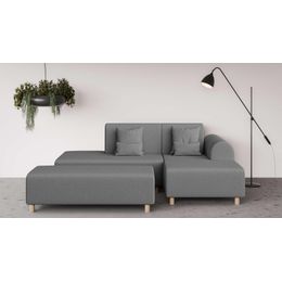 Ecksofa OTTO HOME "Suyala", grau (dunkelgrau), B:258cm H:85cm T:168cm, 100% Polyester, Sofas, Ecksofa, L-Form mit Hocker