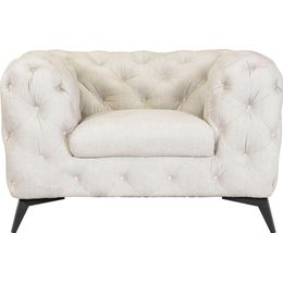 Chesterfield-Sessel Home Affaire "Glynis Sessel", beige, B:125cm H:75cm T:97cm, Struktur (100% Polyester);Samtoptik (100% Polyester), Sessel, aufw&auml;ndige Knopfheftung, moderne Chesterfield Optik, Fu&szlig;farbe w&auml;hlbar