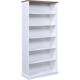 Bücherregal Inter Link, weiß, B:90cm H:190cm T:38,1cm, Massivholz, Regale
