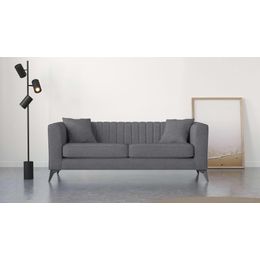 3-Sitzer Home Affaire "MATTHEW elegantes Designsofa, Ma&szlig;e B/T/H: 201/86/74 cm", grau (anthrazit), B:201cm H:74cm T:86cm, 100% Polyester, Sofas, feine Steppung im R&uuml;ckenbereich, lose Sitzkissen, incl. Zierkissen