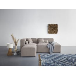 Ecksofa Home Affaire "Sundstrup L-Form", grau (taupe), B:233cm H:76,5cm T:93cm, 100% Polyester, Sofas, Ecksofa, Modulserie, individuelle Zusammenstellung