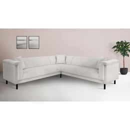 Ecksofa Home Affaire "AGNIA L-Form B/T/H: 244/244/71 cm", beige (creme), B:244cm H:71,5cm T:244cm, 100% Polyester, Sofas, Ecksofa, incl. Zierkissen, gleichschenklig, auch in Cord