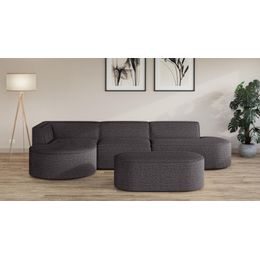 Ecksofa OTTO HOME "EIVIND Designer Sofa mit Ottomane rechts/links, B/T/H: 343/159/72 cm", grau (anthrazit), B:343cm H:72cm T:159cm, 100% Polyester, Sofas, Ecksofa, L-Form mit Wellenunterfederung, auch in Feincord und Boucl&eacute;