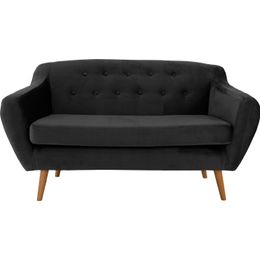 2-Sitzer Home Affaire "Renne", grau (anthrazit), B:128cm H:78cm T:73cm, Leder Belfast (echtes Rindsleder), Sofas, mit Heftung im R&uuml;cken im skandinavischem Stil